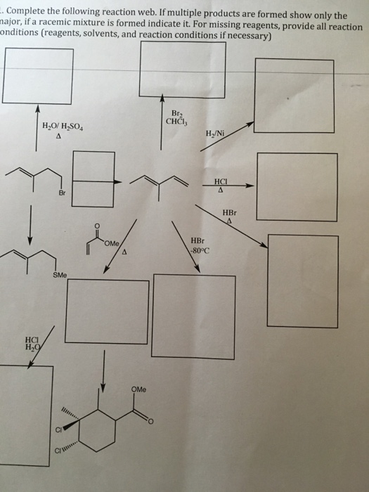 Solved Complete the following reaction web. If multiple | Chegg.com