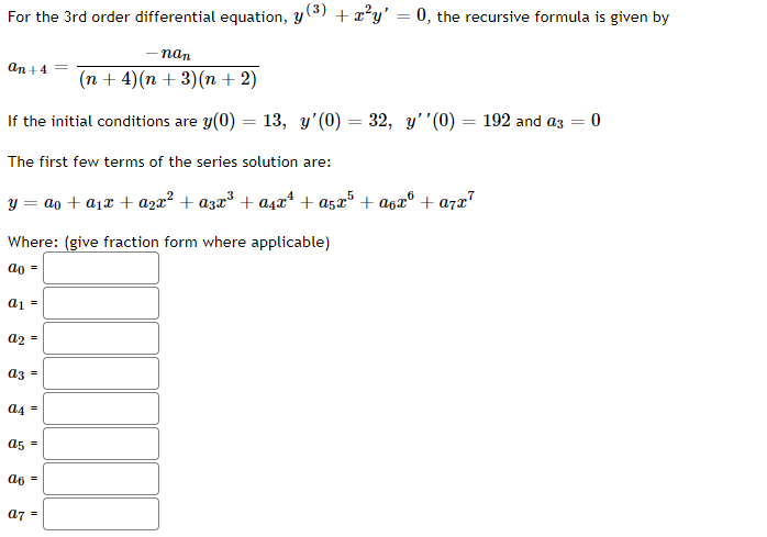 Solved For the 3rd order differential equation, y(3) +2ʻy' = | Chegg.com