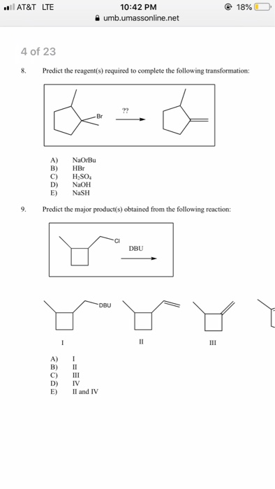 Solved AT&T LTE 10:42 PM @ 18%0ー0, umb.umassonline.net 1 of | Chegg.com