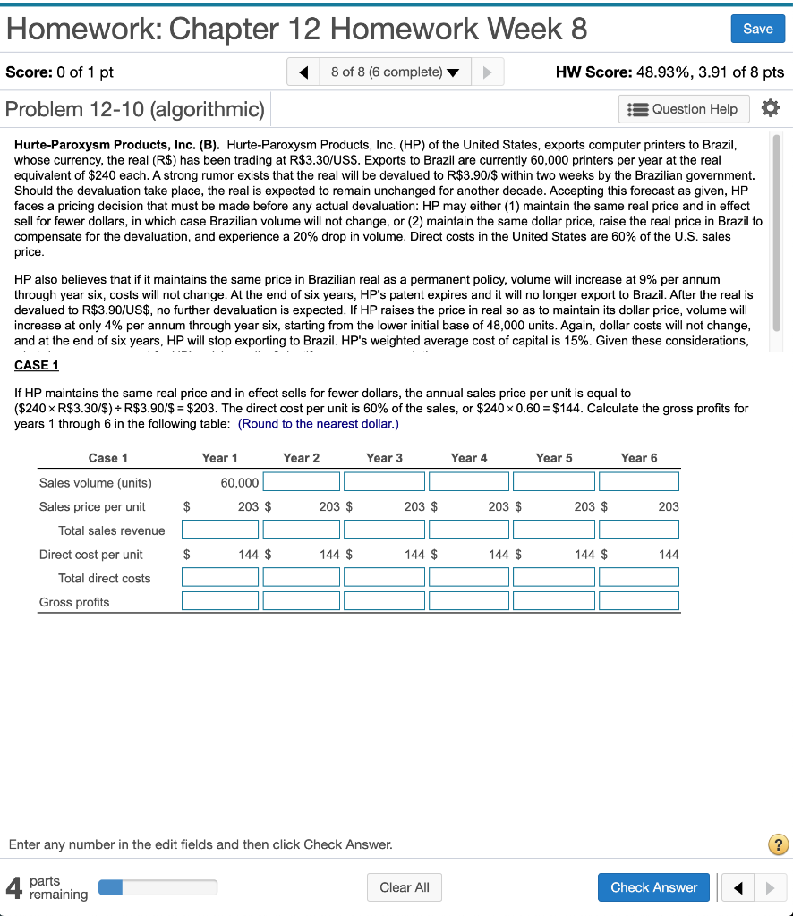 Solved Homework: Chapter 12 Homework Week 8 Save Score: 0 of | Chegg.com