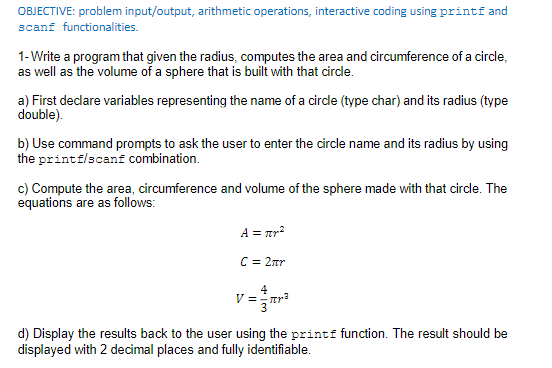 Solved OBJECTIVE: problem input/output, arithmetic | Chegg.com
