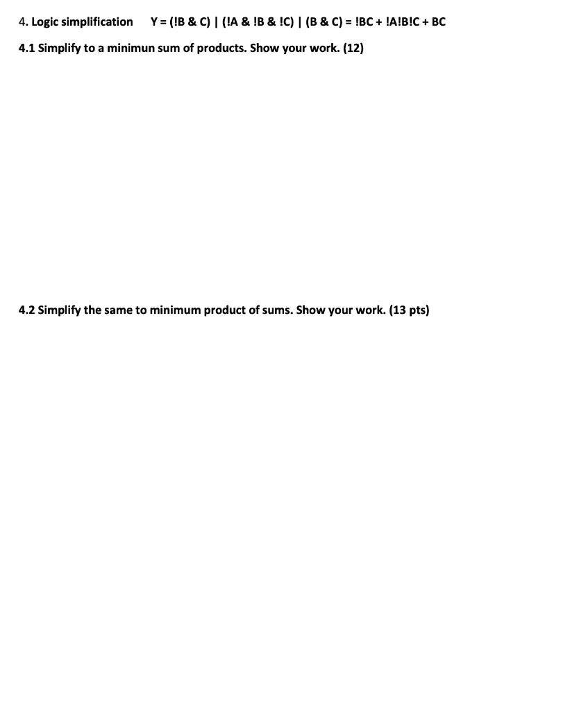 Solved 4. Logic simplification | Chegg.com