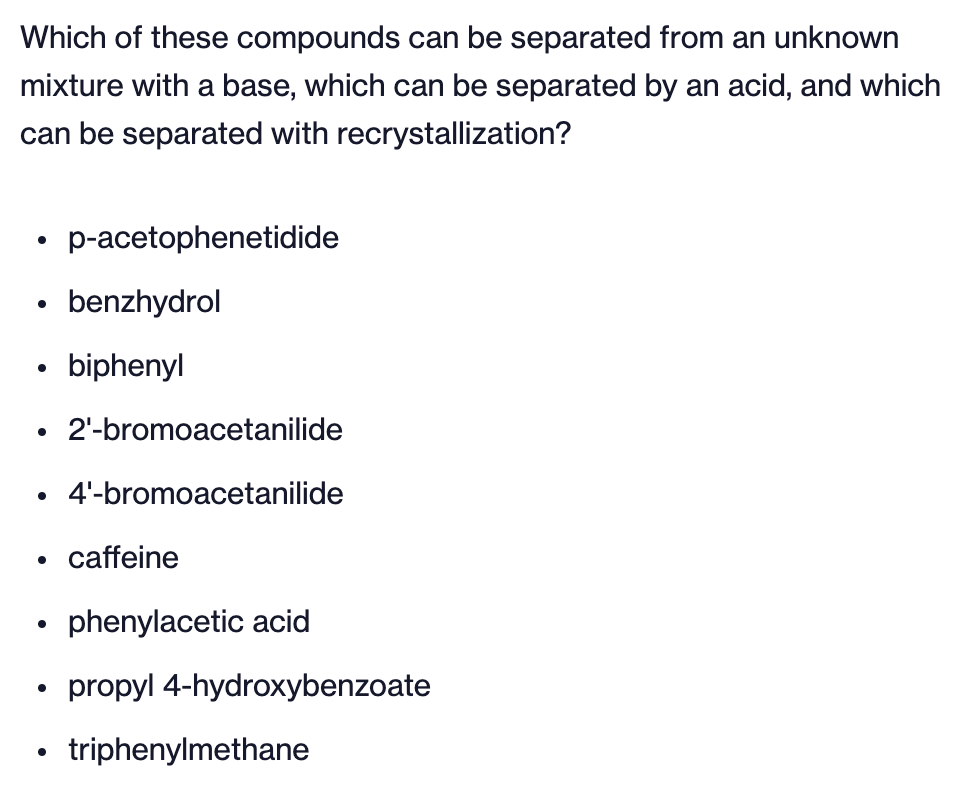 Solved Which of these compounds can be separated from an | Chegg.com