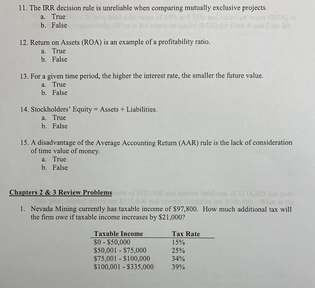 Solved 11. The IRR decision rule is unreliable when | Chegg.com