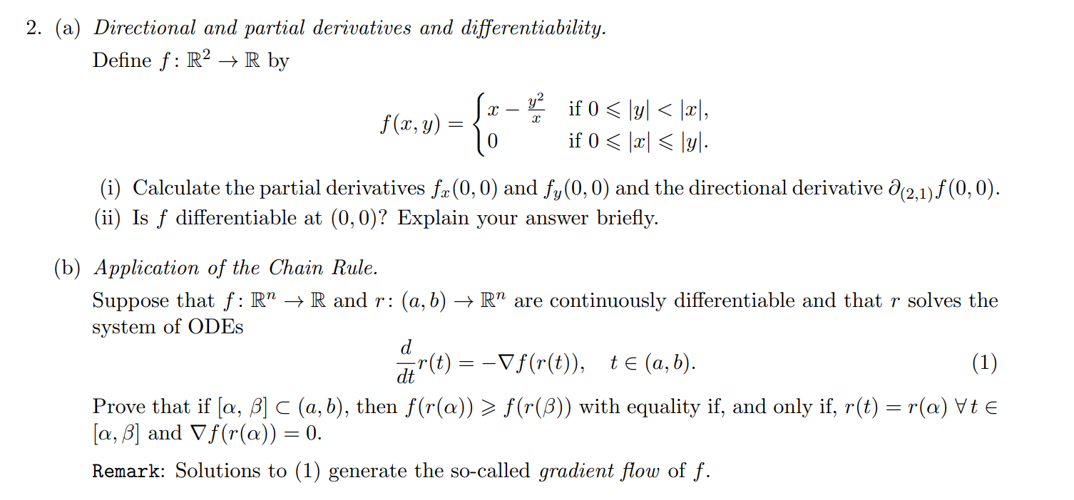 Solved 2. (a) Directional and partial derivatives and | Chegg.com