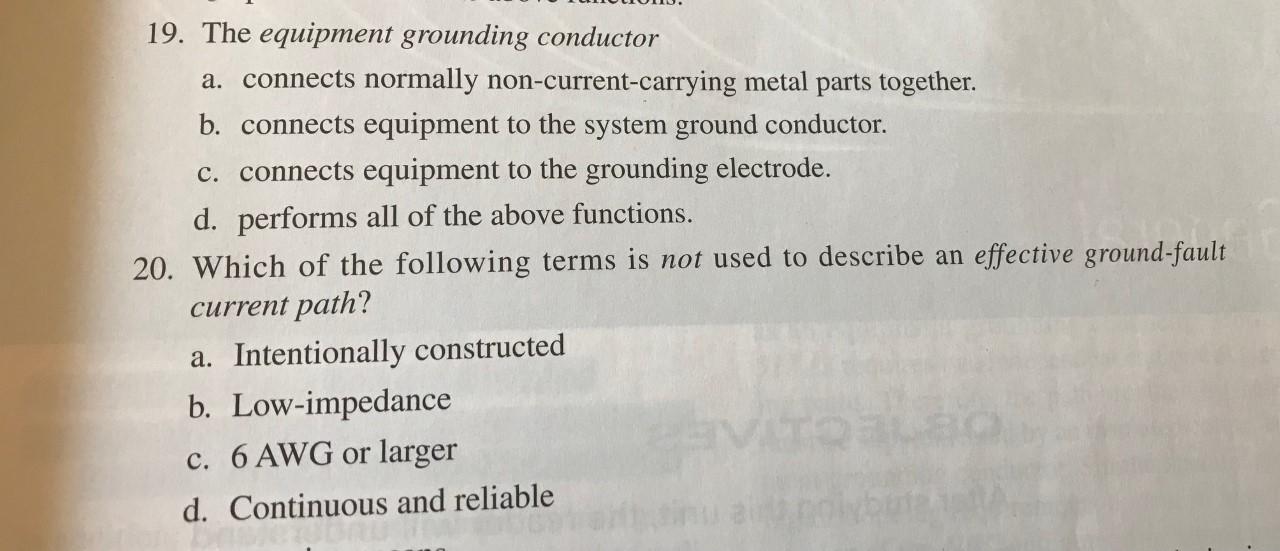 Solved 17. Equipotential bonding means a. connected to a | Chegg.com