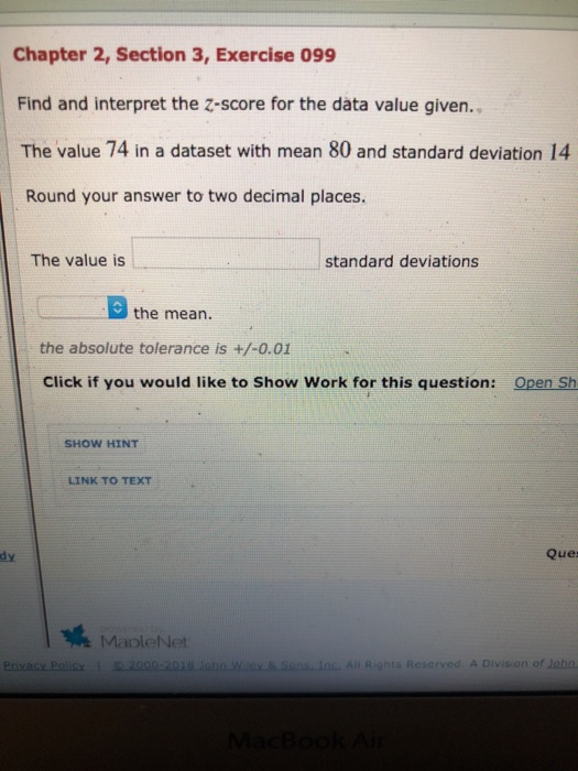 Solved Chapter 2, Section 3, Exercise 099 Find and interpret | Chegg.com