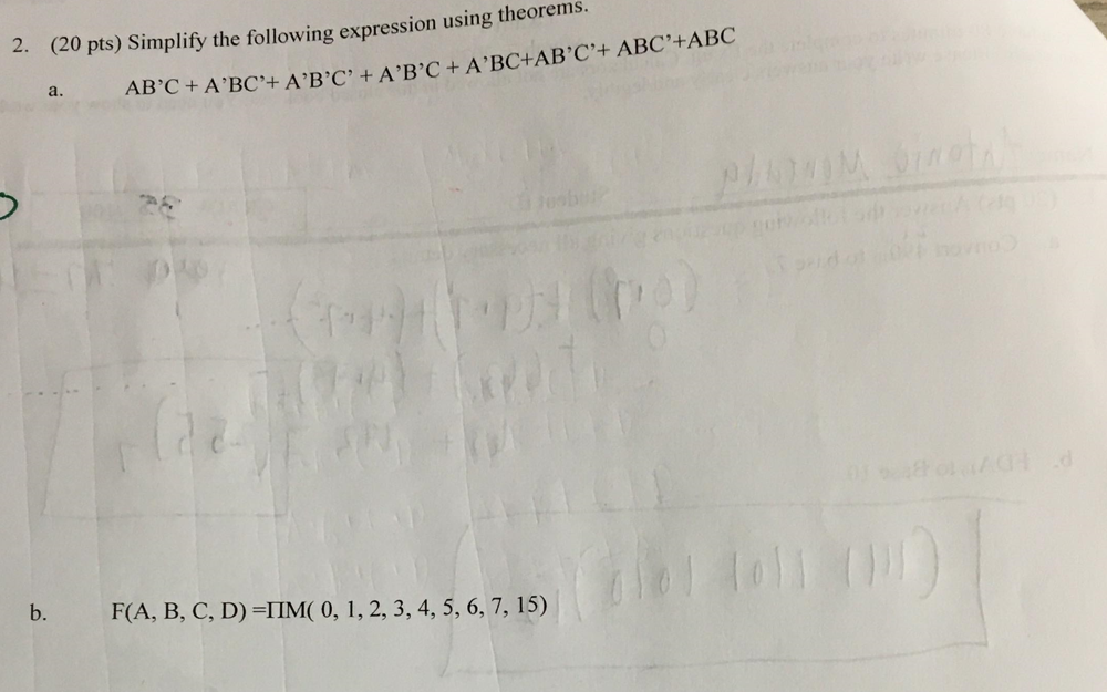 2. (20 pts) Simplify the following expression using | Chegg.com