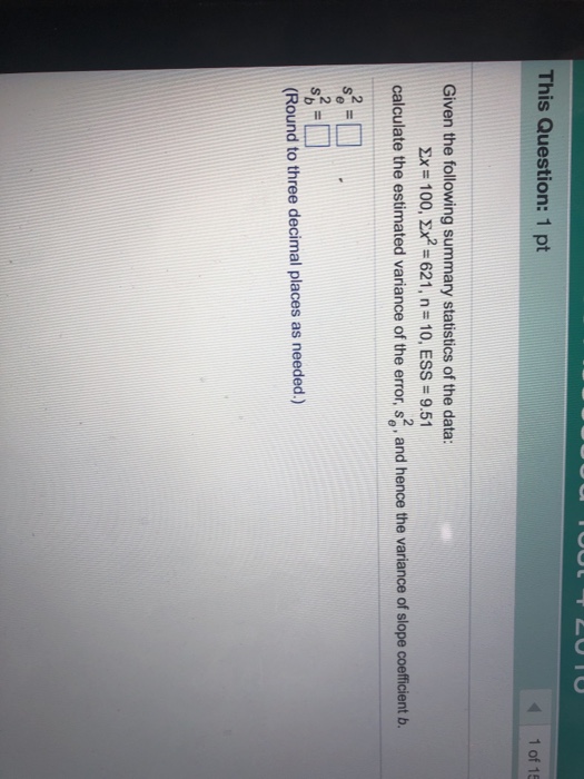 Solved This Question: 1 pt 1 of 15 Given the following | Chegg.com