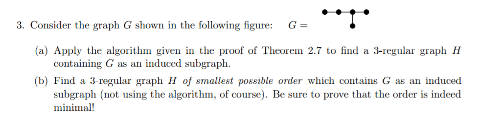 "T 3. Consider the graph G shown in the following | Chegg.com