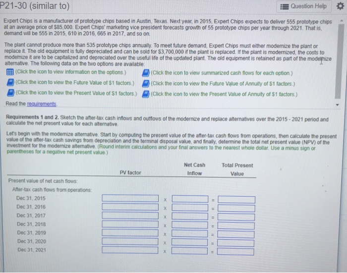 Solved P21-30 (similar to) E Question Help Expert Chips is a | Chegg.com