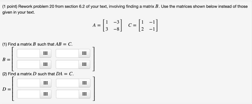Solved (1 point) Rework problem 20 from section 6.2 of your | Chegg.com