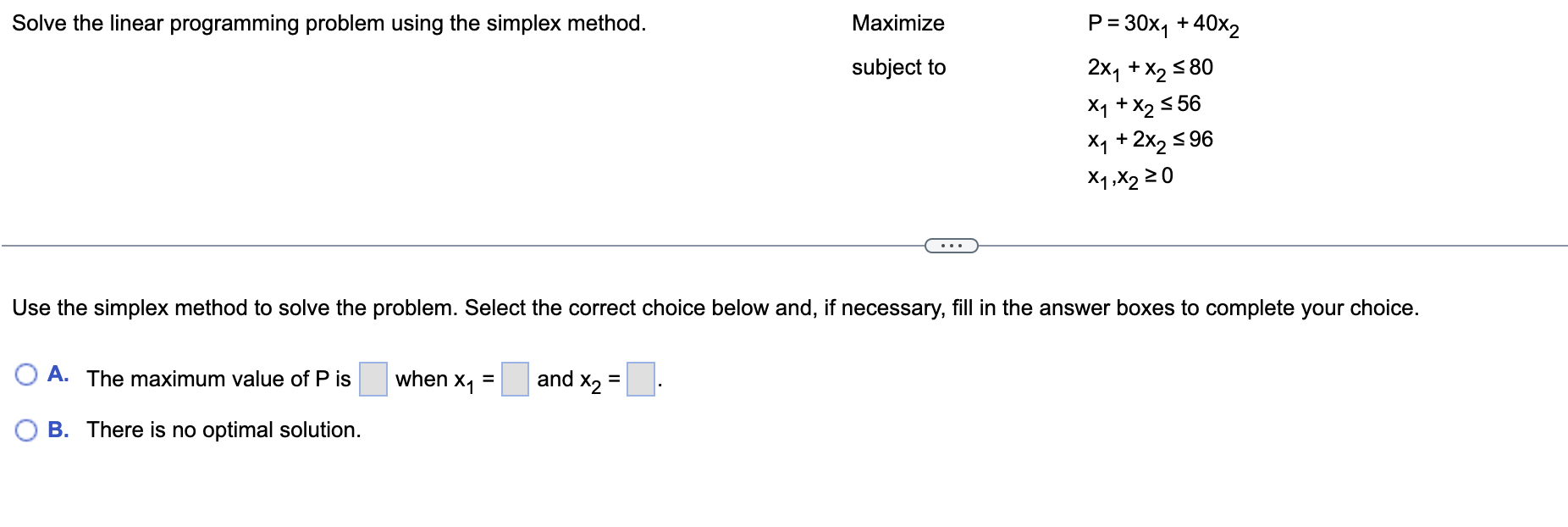 Solved Solve the linear programming problem using the | Chegg.com