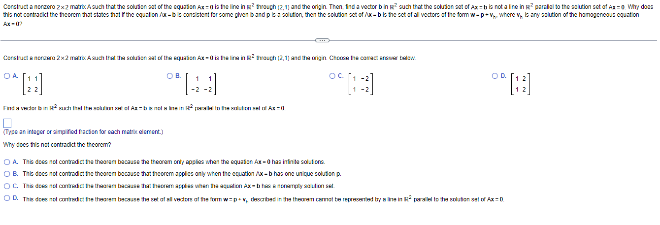 Solved Ax=0 ? Construct a nonzero 2×2 matrix A such that the | Chegg.com
