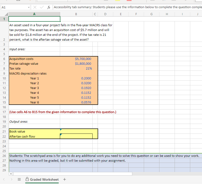 Solved A1 fx Accessibility tab summary: Students please use | Chegg.com