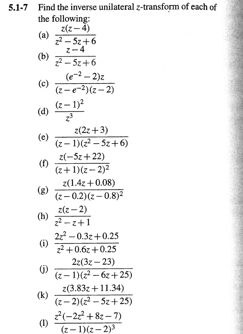 Solved Find the inverse unilateral z-transform of each of | Chegg.com