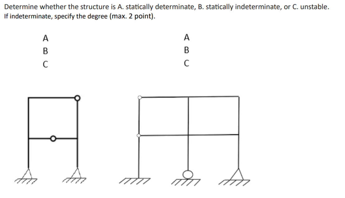 Solved Determine whether the structure is A. ﻿statically | Chegg.com