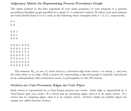 Adjacency Matrix for Representing Process Precedence | Chegg.com