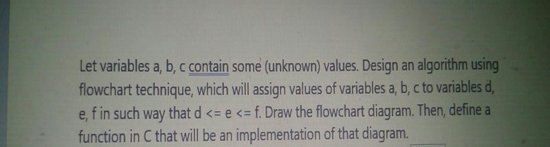 Solved Let variables a, b, c contain some (unknown) values. | Chegg.com