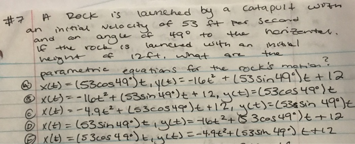Solved Q7. What are the parametric equations for the rocks | Chegg.com