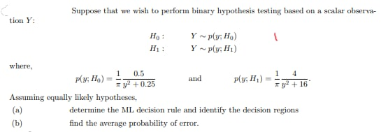 Solved Suppose that we wish to perform binary hypothesis | Chegg.com