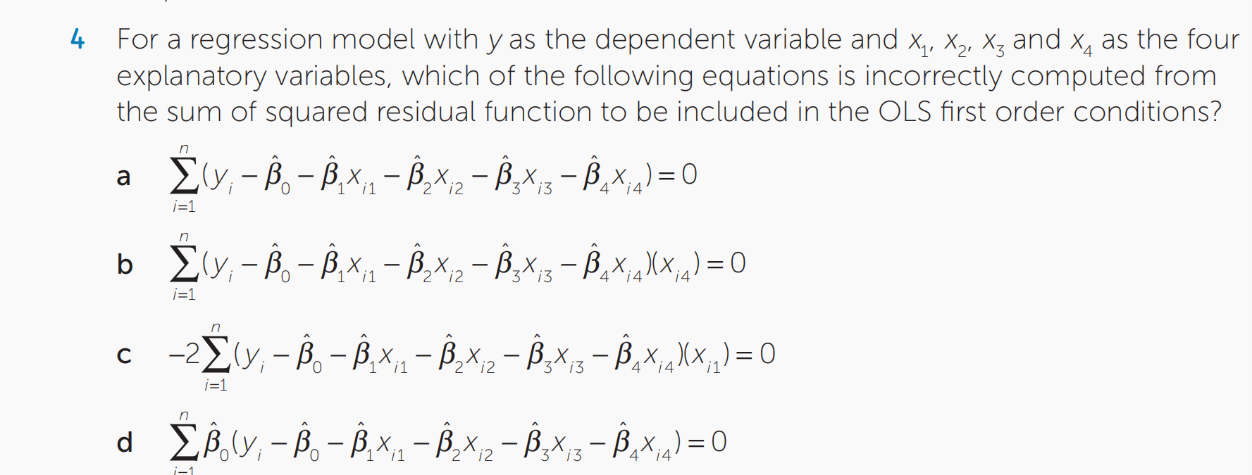 For a regression model with y as the dependent | Chegg.com