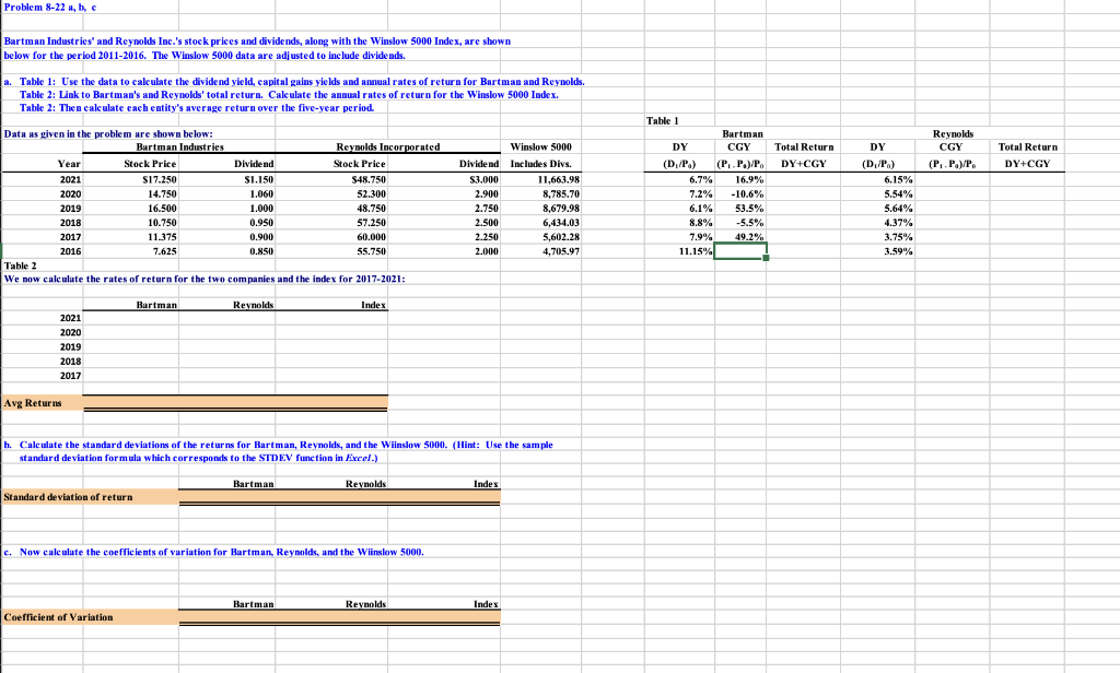Solved Problem 8-22 a, b, c Bartman Industries" and Reynolds | Chegg.com