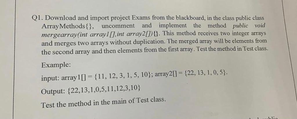 Solved public class ArrayMethods { public static void | Chegg.com
