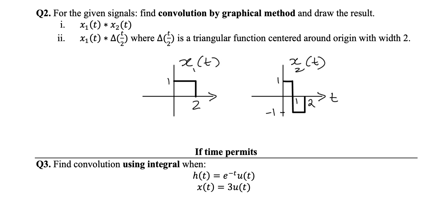 Q2. For the given signals: find convolution by | Chegg.com