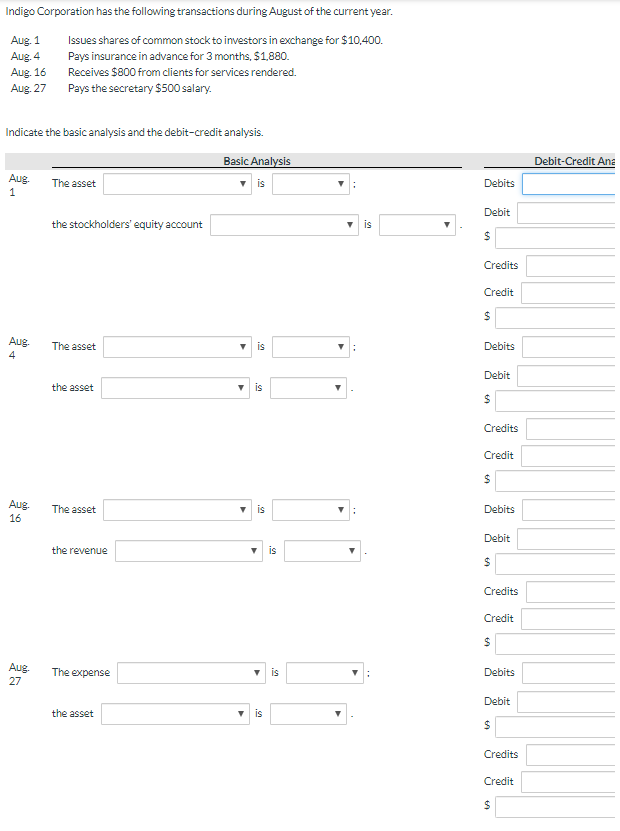 Solved Options for Debits and credits are: Increase Assets, | Chegg.com