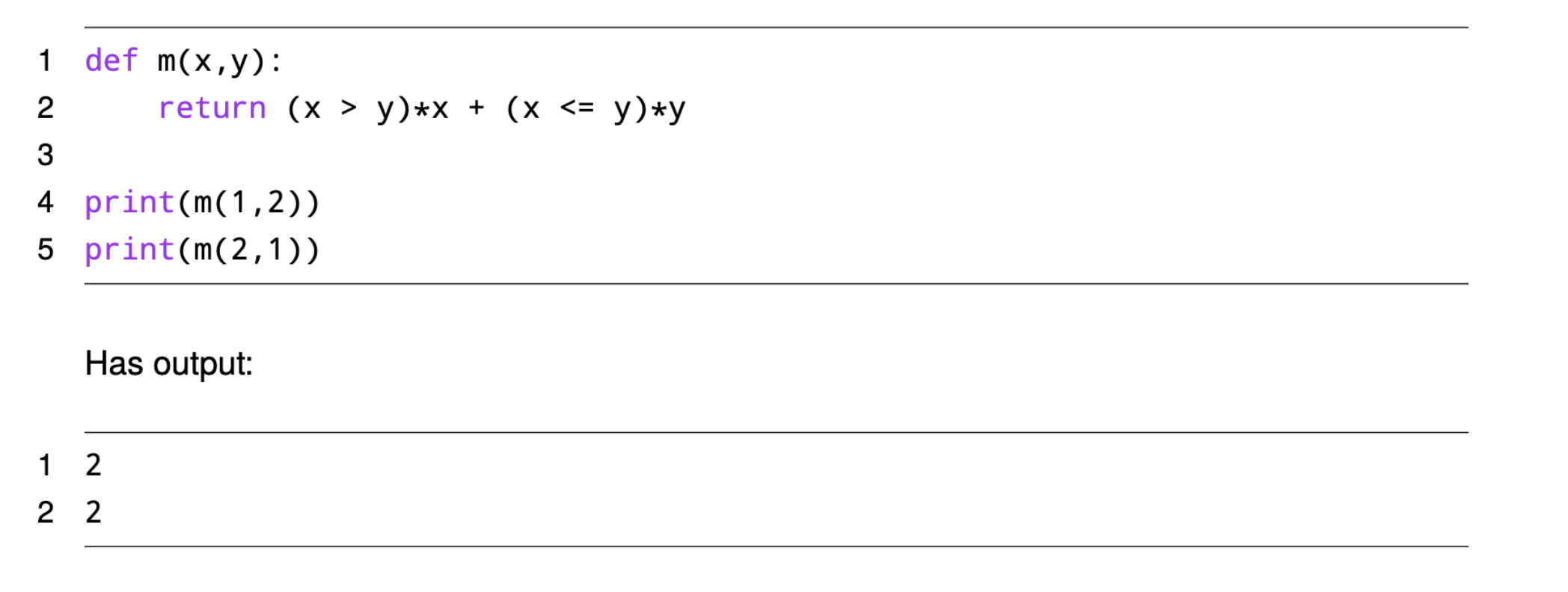 Solved Write a function max2d that takes two numbers and | Chegg.com
