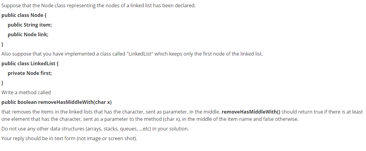 Solved Suppose that the Node class representing the nodes of | Chegg.com