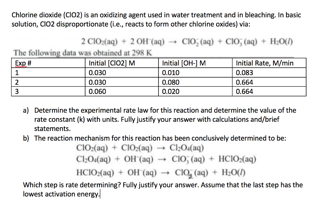 Solved Chlorine dioxide (CIO2) is an oxidizing agent used in | Chegg.com