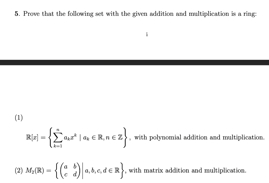 Solved 5. Prove that the following set with the given | Chegg.com