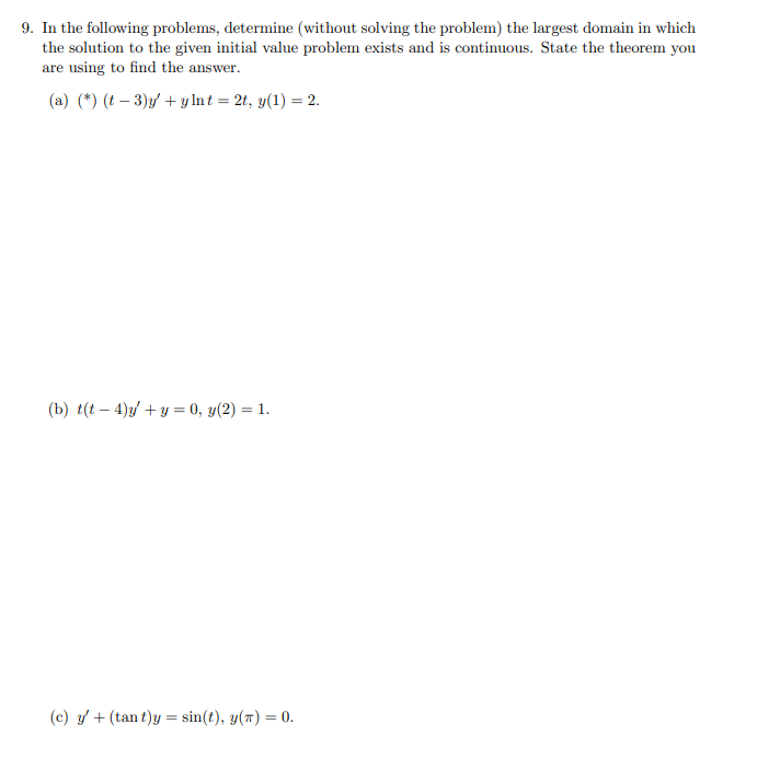 Solved 9. In the following problems, determine (without | Chegg.com