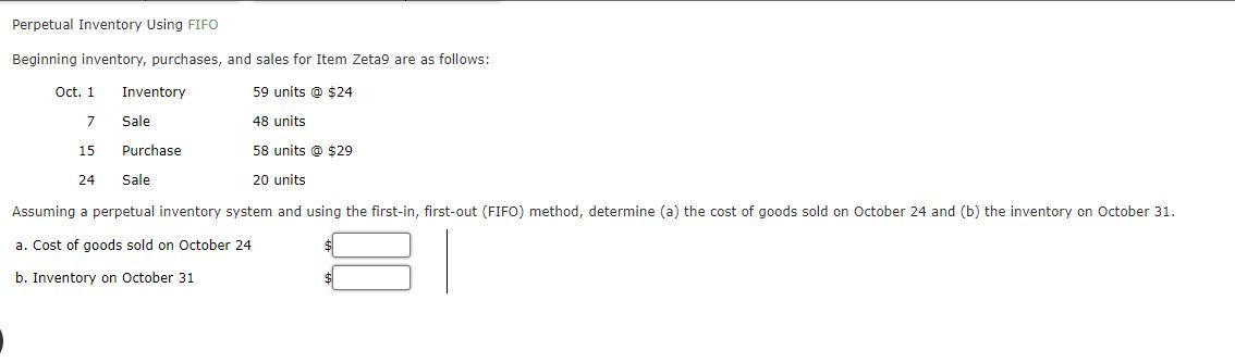 Solved Perpetual Inventory Using FIFO Beginning inventory, | Chegg.com