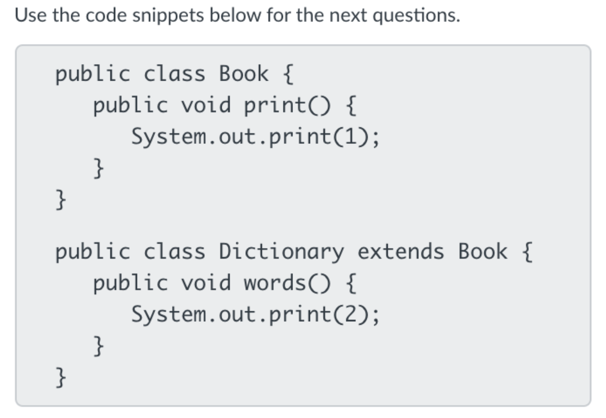 Solved Use the code snippets below for the next questions. | Chegg.com