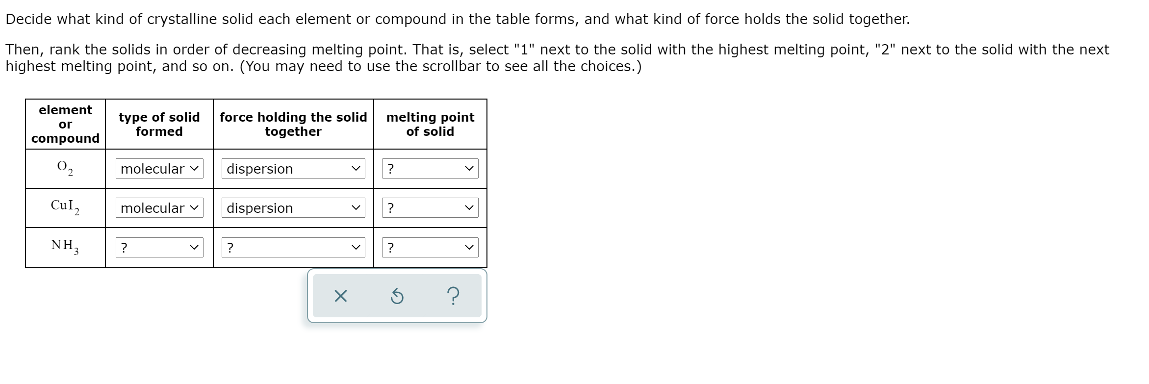 Solved Decide what kind of crystalline solid each element or | Chegg.com