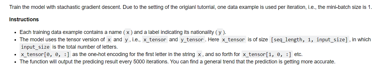 Solved I just need filling the "None" parts def train(model, | Chegg.com