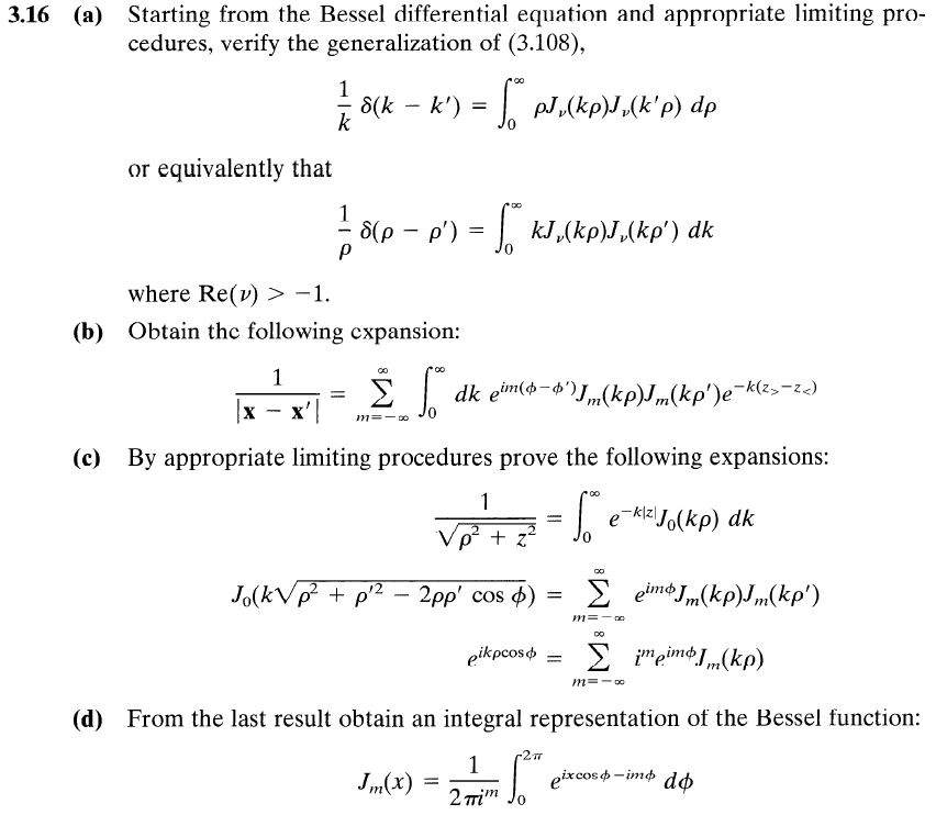 Solved 3.16 (a) ﻿Starting from the Bessel differential | Chegg.com