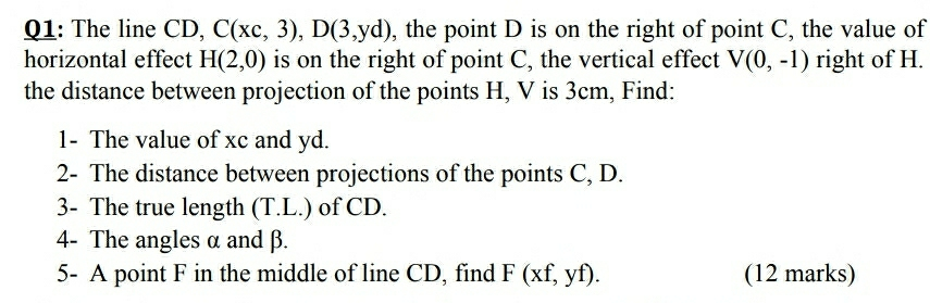 Q1: The line CD, C(xc, 3), D(3,yd), the point D is on | Chegg.com