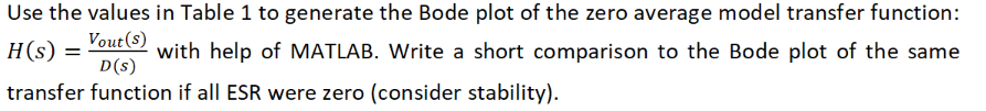 Solved Use the values in Table 1 to generate the Bode plot | Chegg.com
