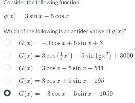 Solved Consider the following function. g(x)=3sinx−5cosx | Chegg.com