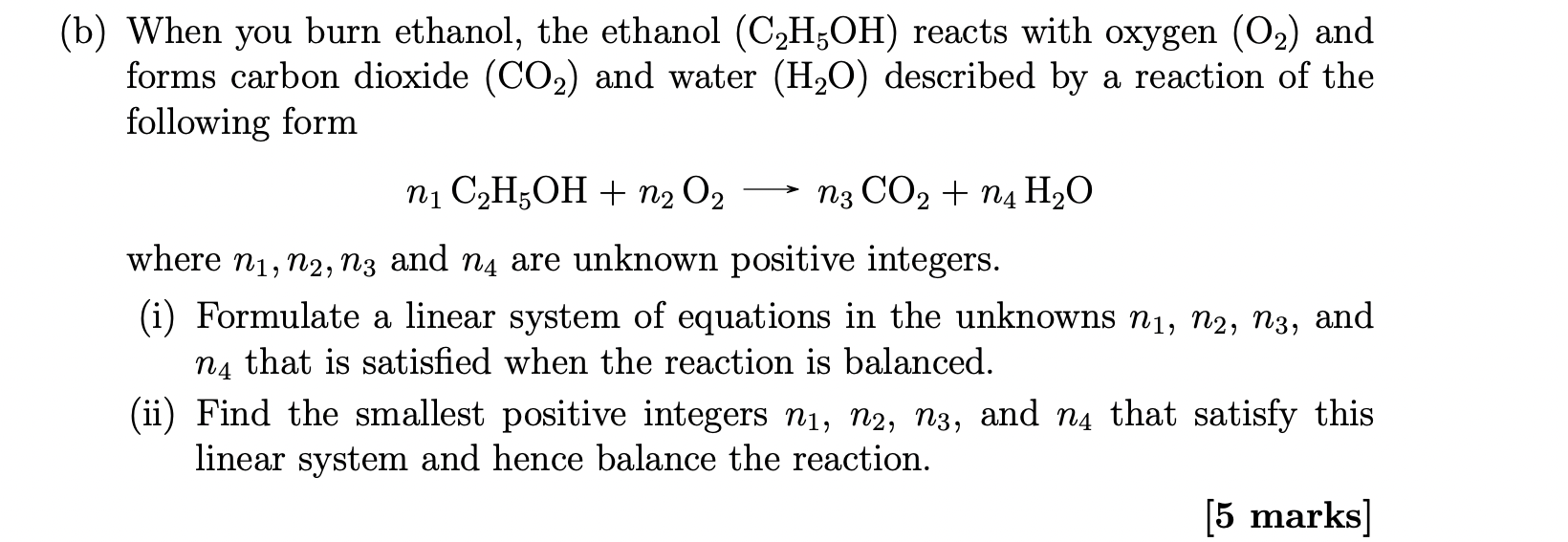 Solved When you burn ethanol, the ethanol (C2H5OH) reacts | Chegg.com