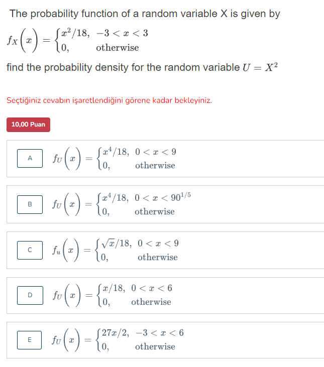Solved The probability function of a random variable X is | Chegg.com