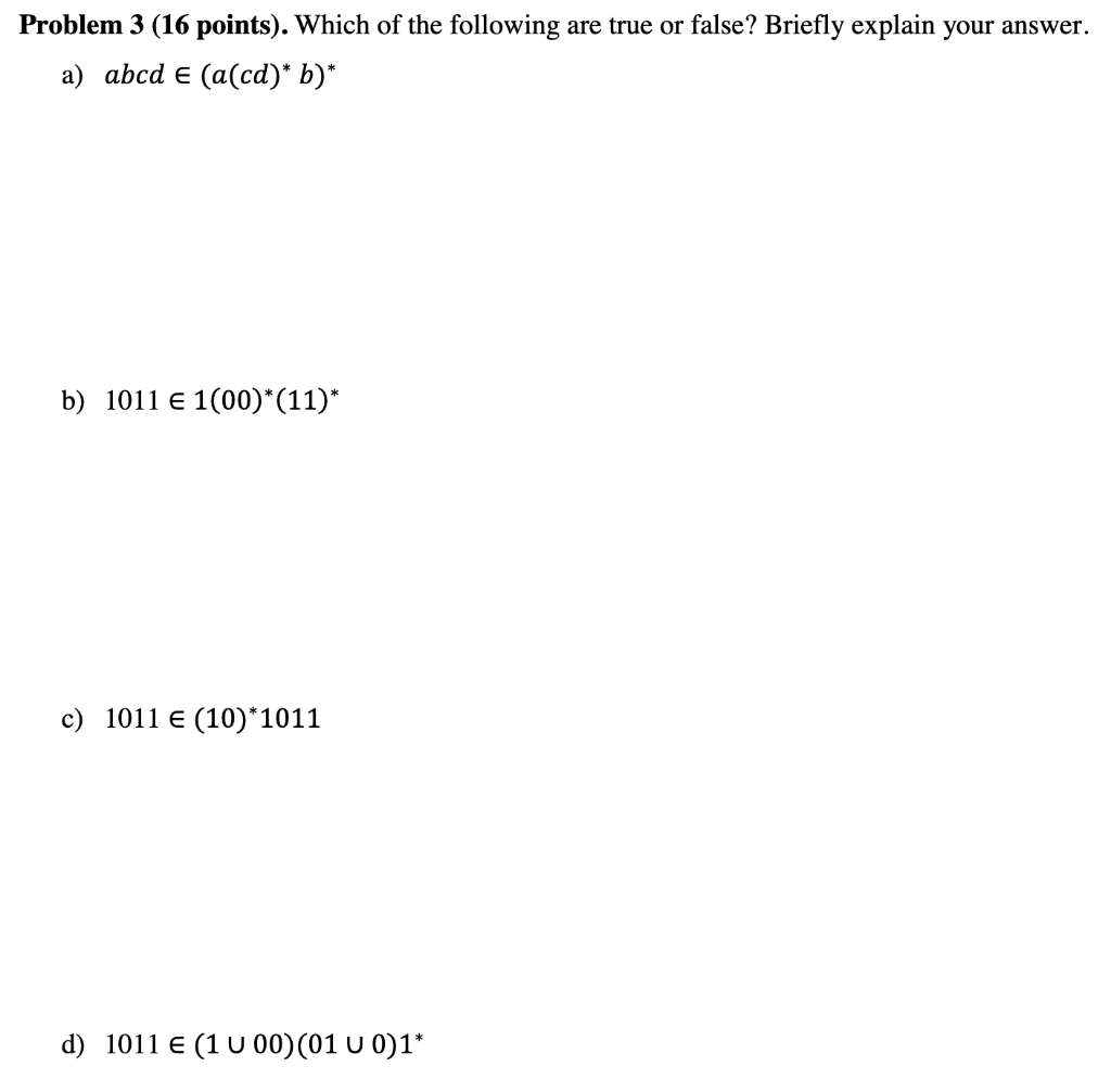 Solved Problem 3 (16 points). Which of the following are | Chegg.com