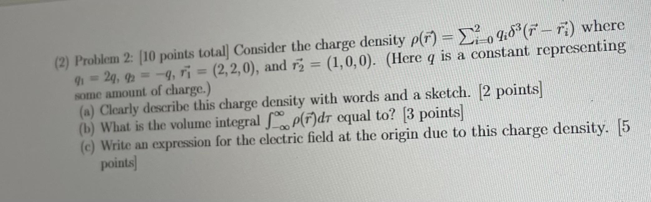 Solved (2) Problem 2: [10 points total] Consider the charge | Chegg.com