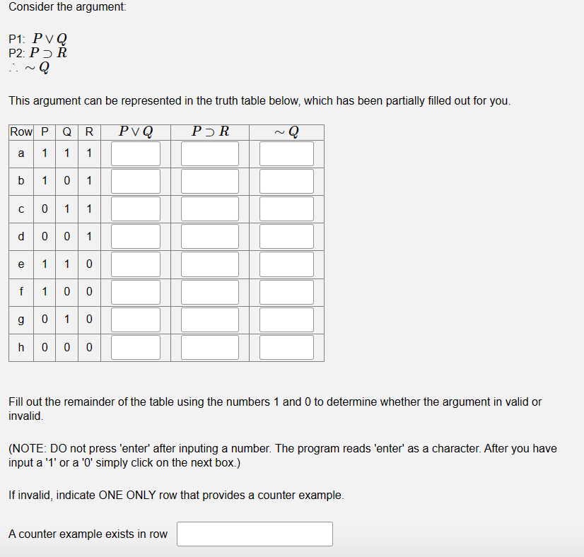 Solved Consider the argument: P1: P∨Q P2: P⊃R ∴∼Q This | Chegg.com