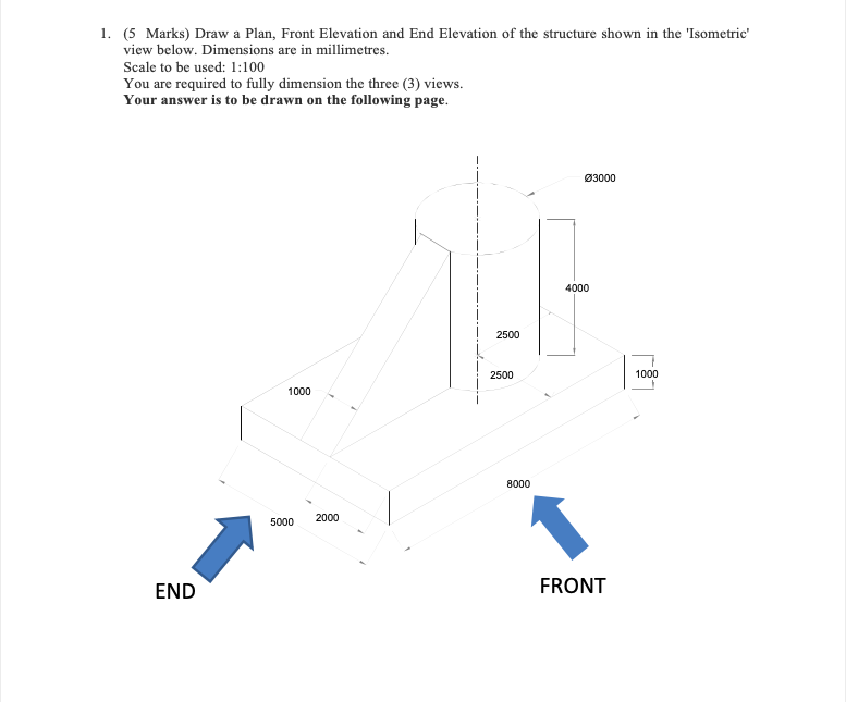 Solved Can someone draw a plan view, front elevation and end | Chegg.com