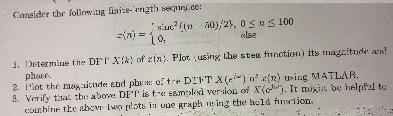 Consider The Following Finite Length Sequence